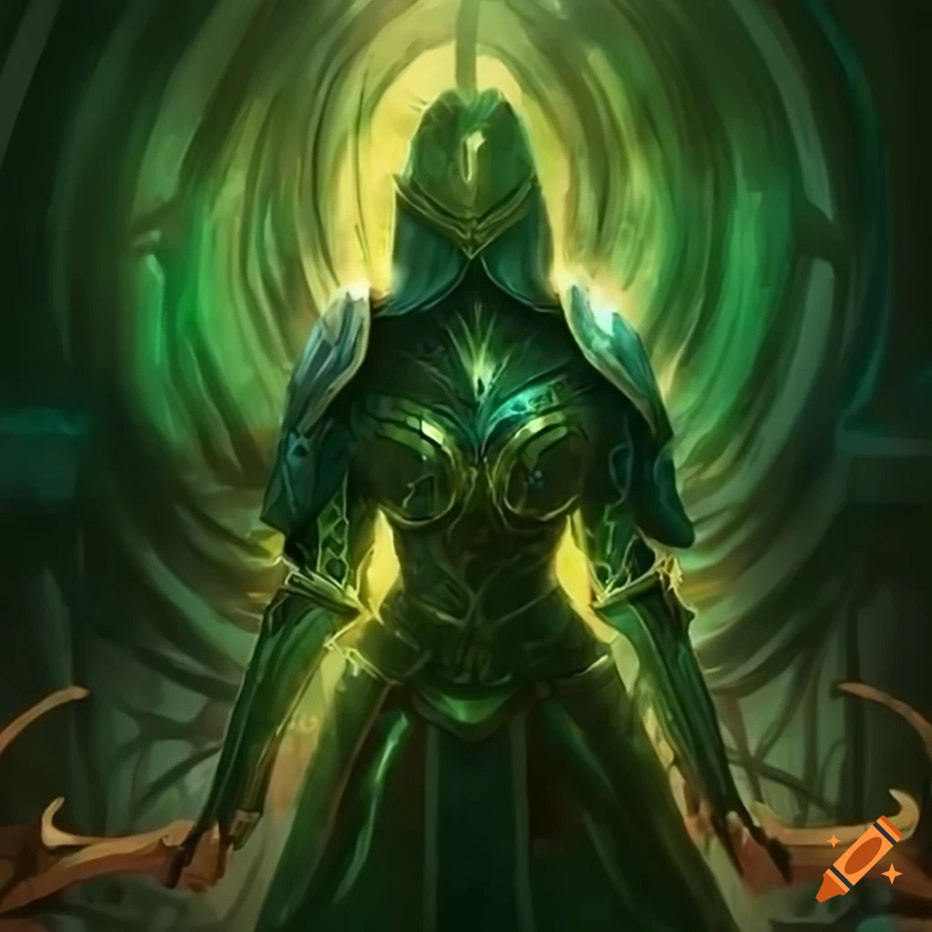 Viridian Lung armor set enchanted with green magic on an armor stand on ...