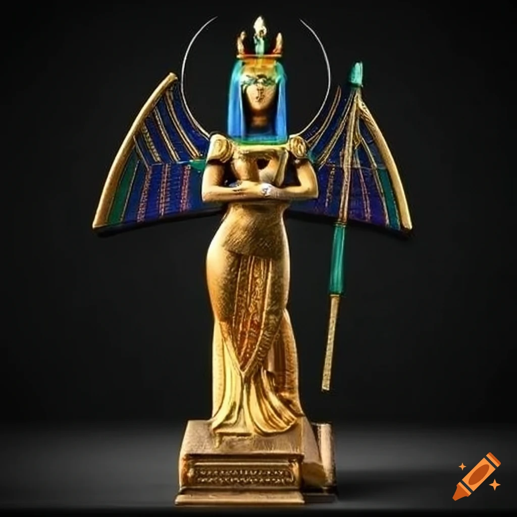Metal-colored egyptian god isis statue on Craiyon