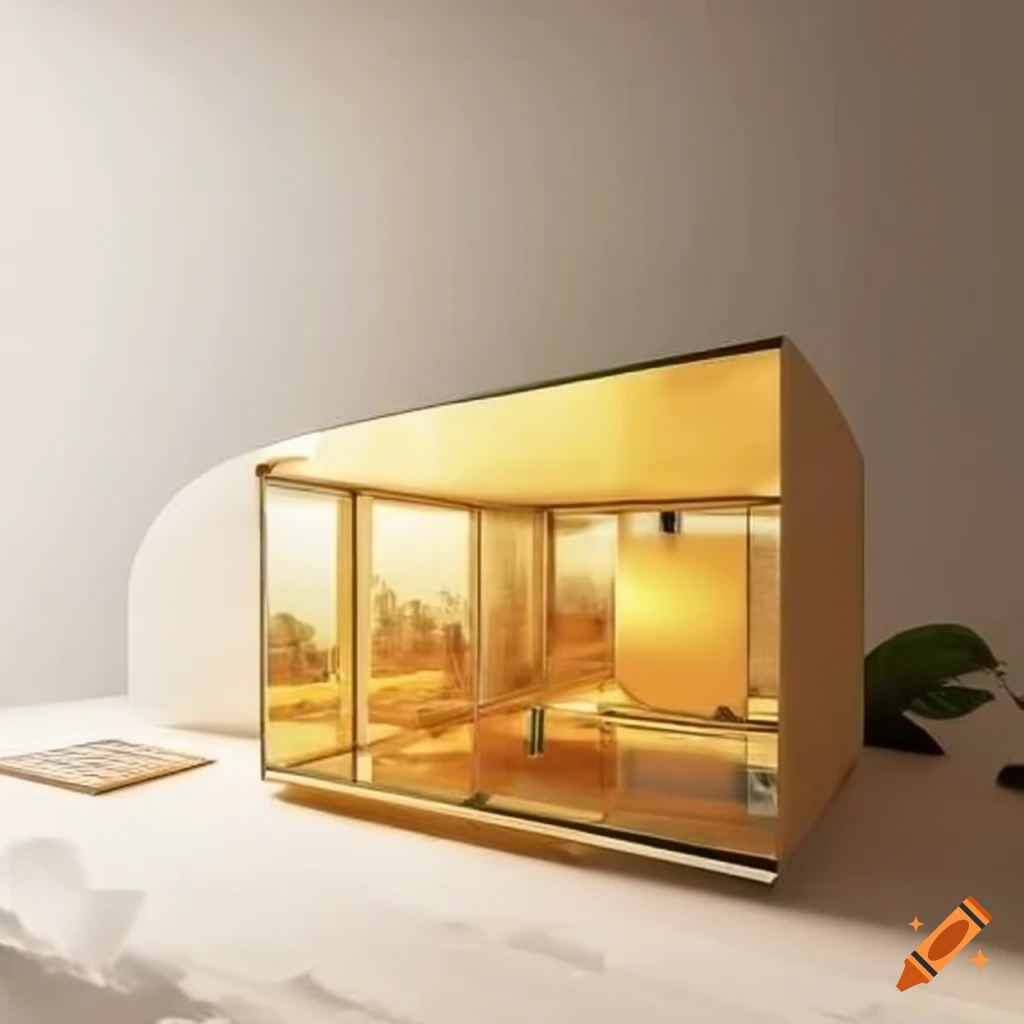 Space-age pod house with glass panels and plants inside in scandinavian ...
