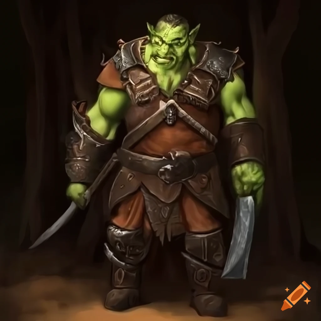 Half-orc warrior character on Craiyon