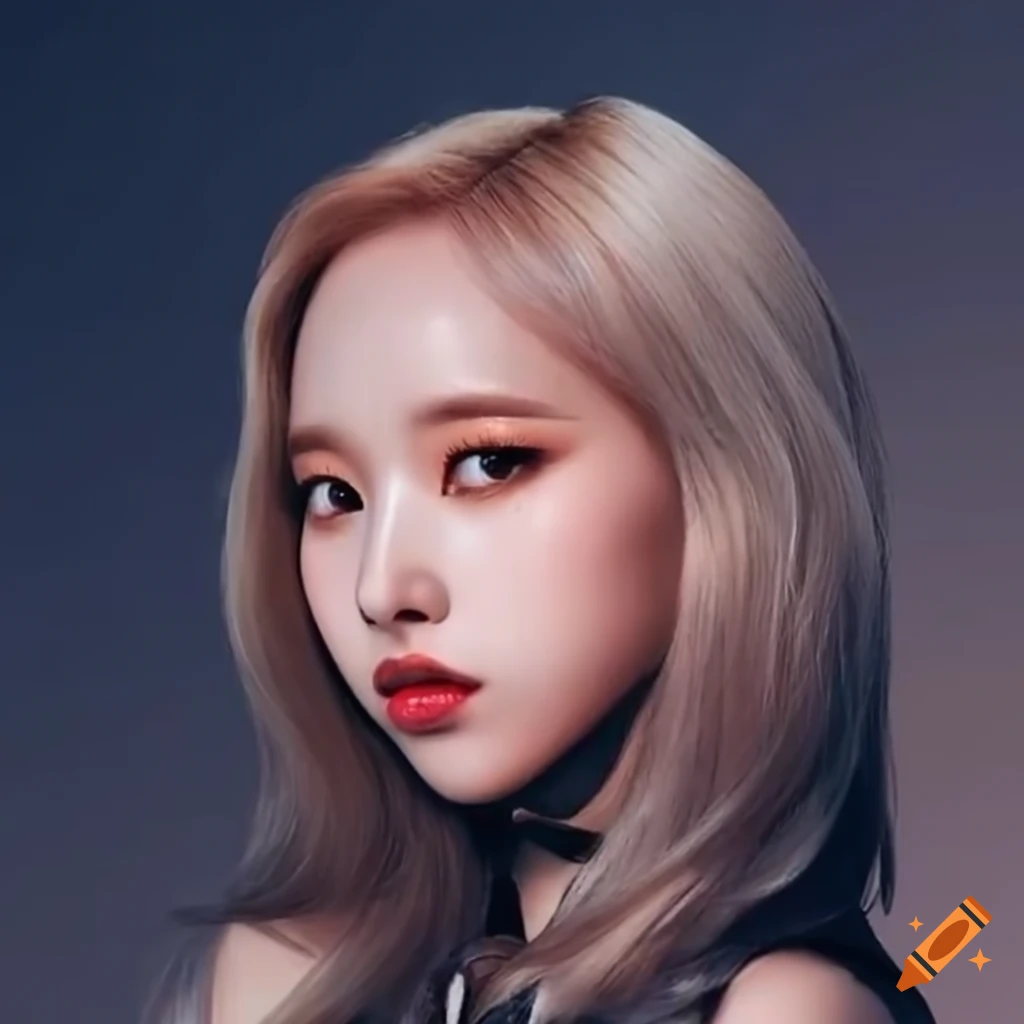 Twice Mina with short platinum blonde hair on Craiyon