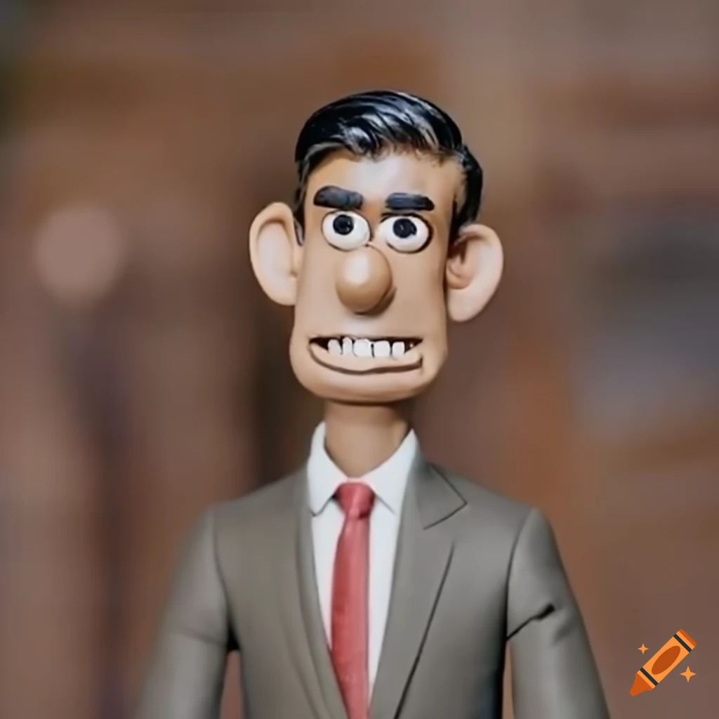 Rishi Sunak portrayed as a claymation character in Wallace and Gromit ...