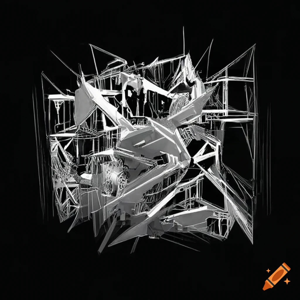 Abstract chaotic architectural structure made of gundam model pieces on ...