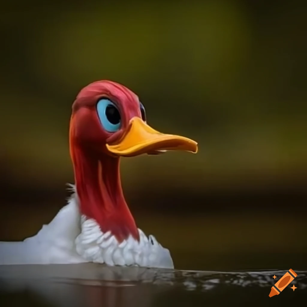 Donald Duck depicted as a real duck on Craiyon