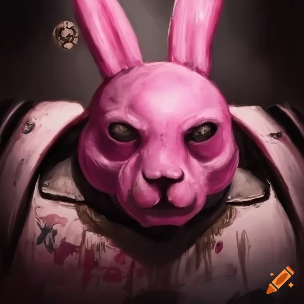 Portrait of a pink rabbit space marine from warhammer 40,000 on Craiyon