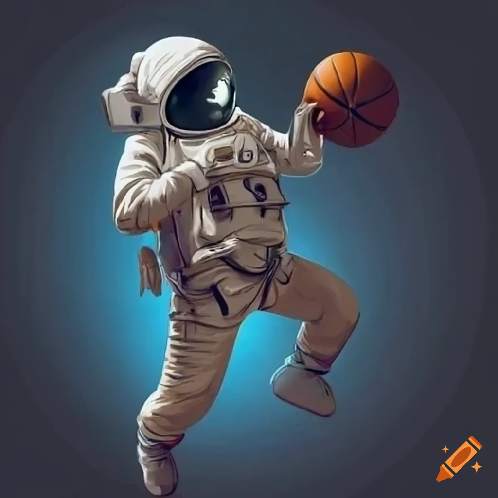 Astronaut playing basketball in outer space on Craiyon