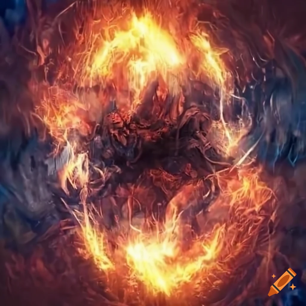 Fast spinning fire and ice nexus core in Valhalla on Craiyon