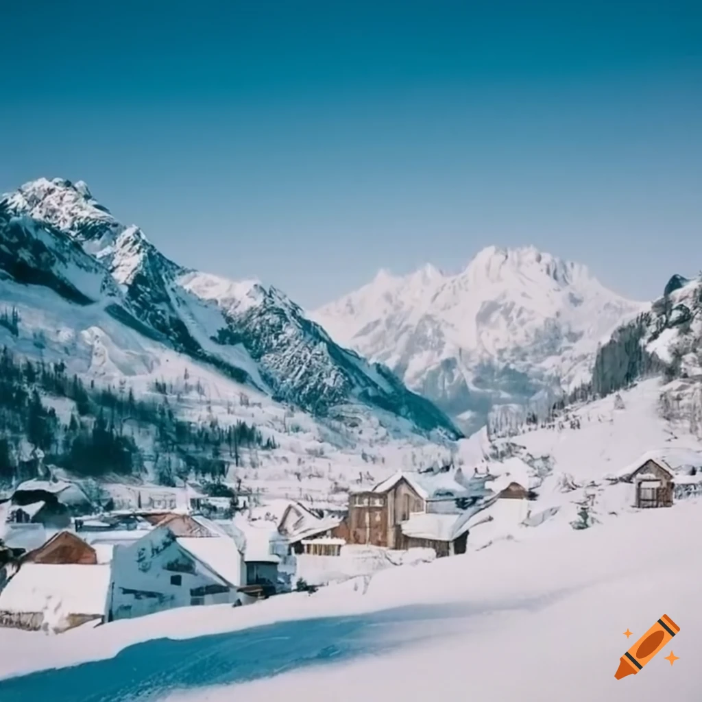 Alpine snow scene on Craiyon
