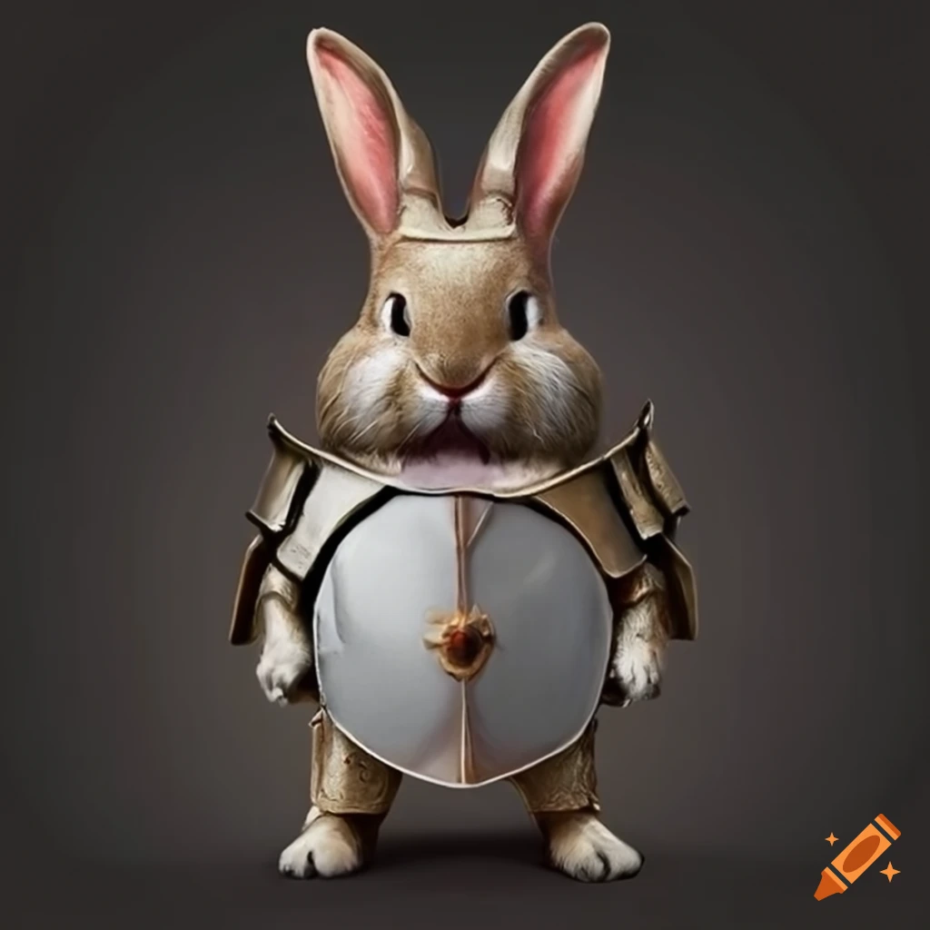 Bunny rabbit wearing armor on Craiyon