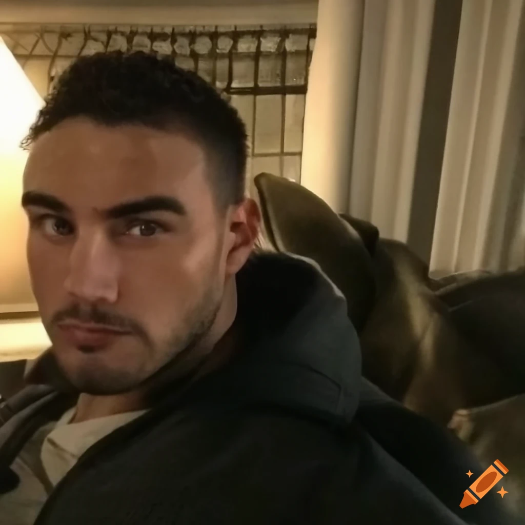 Handsome rugged man taking a selfie on Craiyon