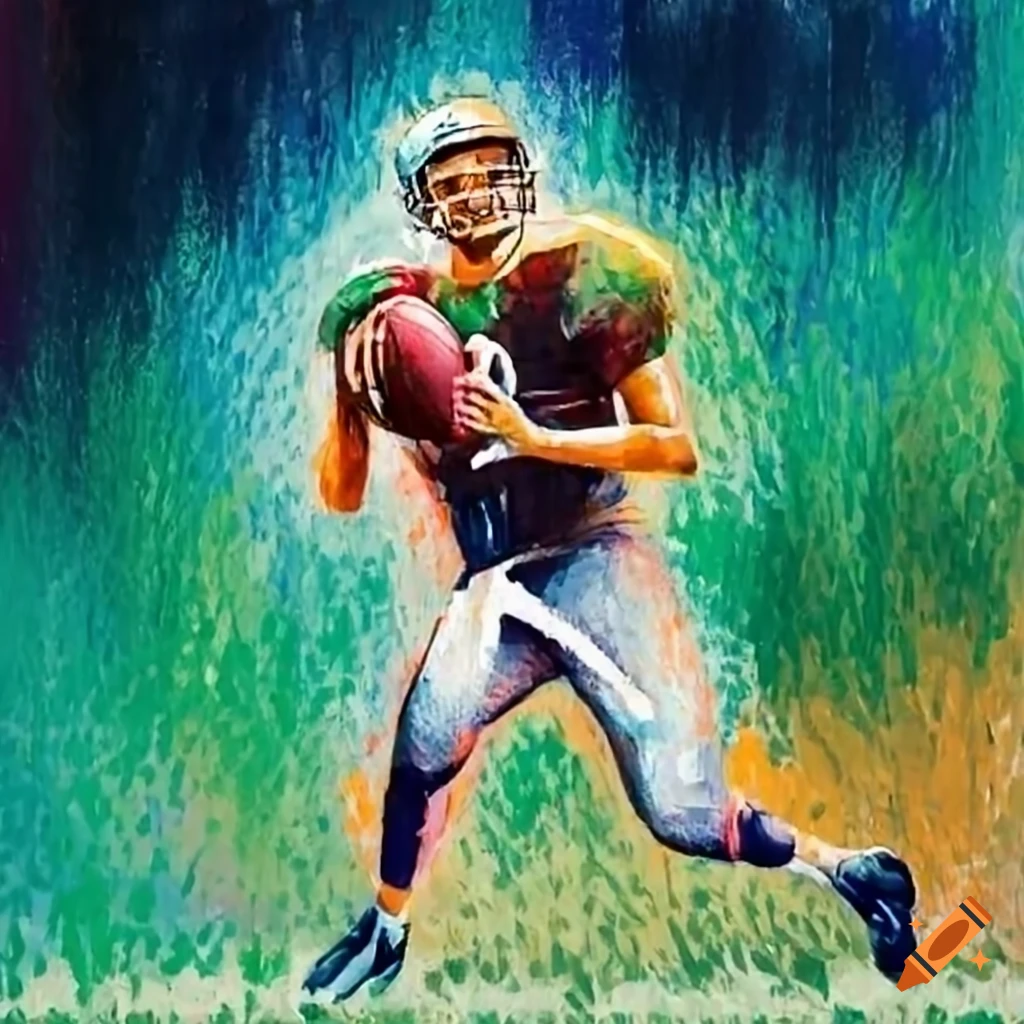 Quarterback preparing to throw a winning long pass on the football ...