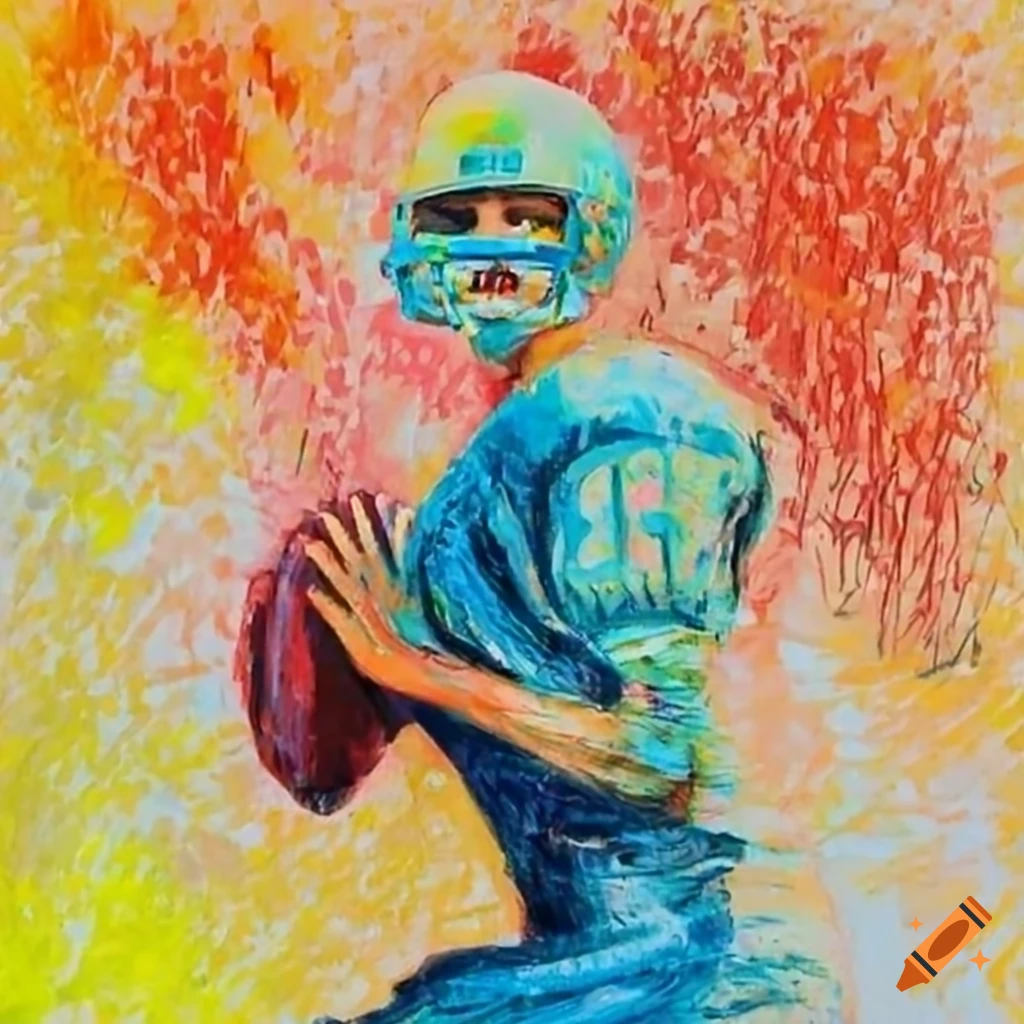 Football quarterback in mid-game action preparing for a pass in ...