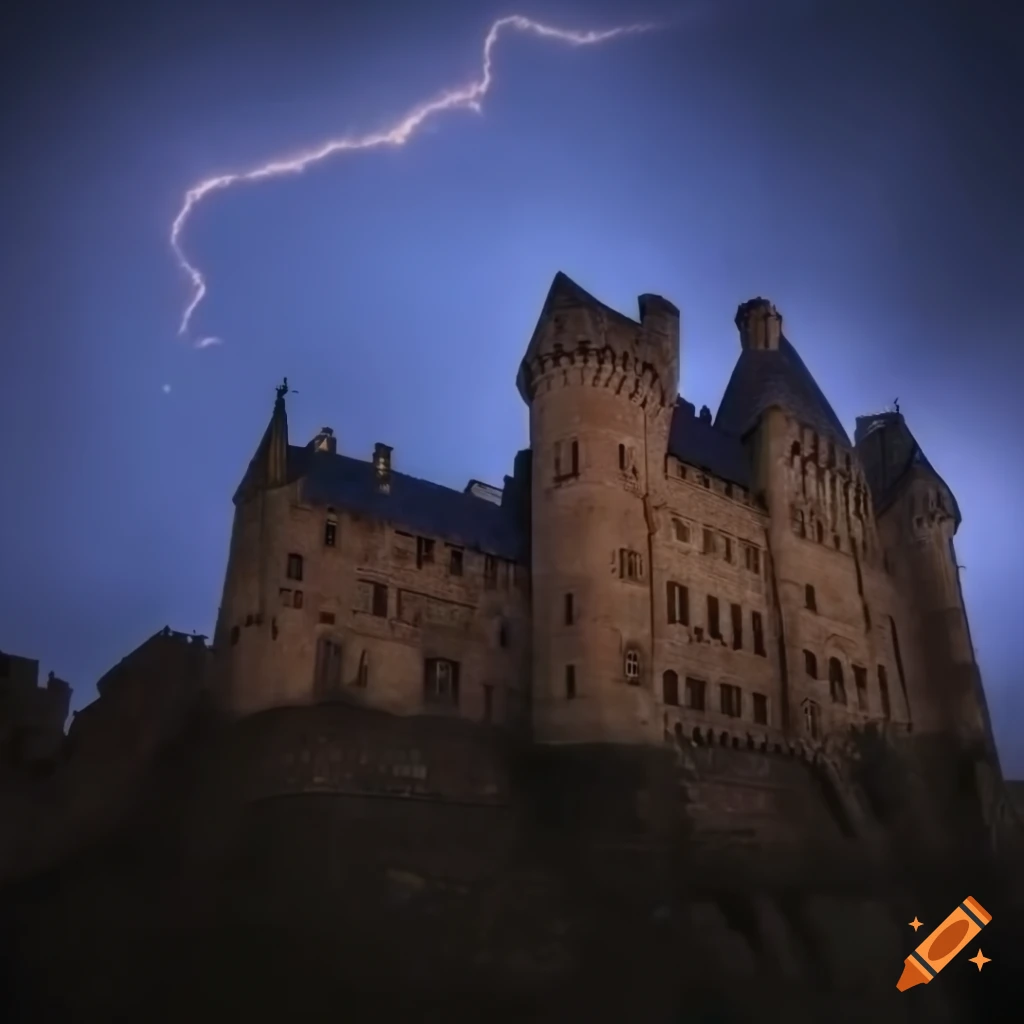 Imposing medieval castle in a distressing and dark atmosphere with ...