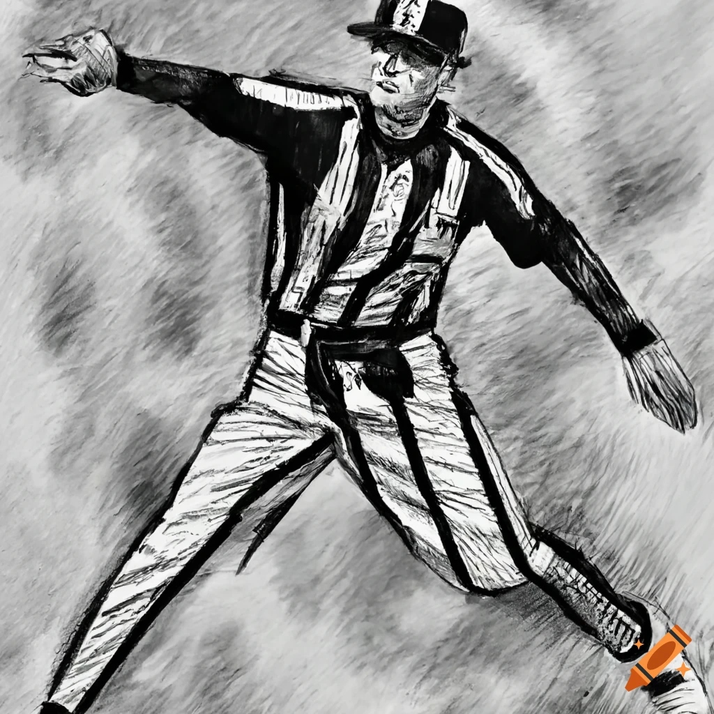 Nfl referee signaling touchdown in crayon drawing with an impressionist ...