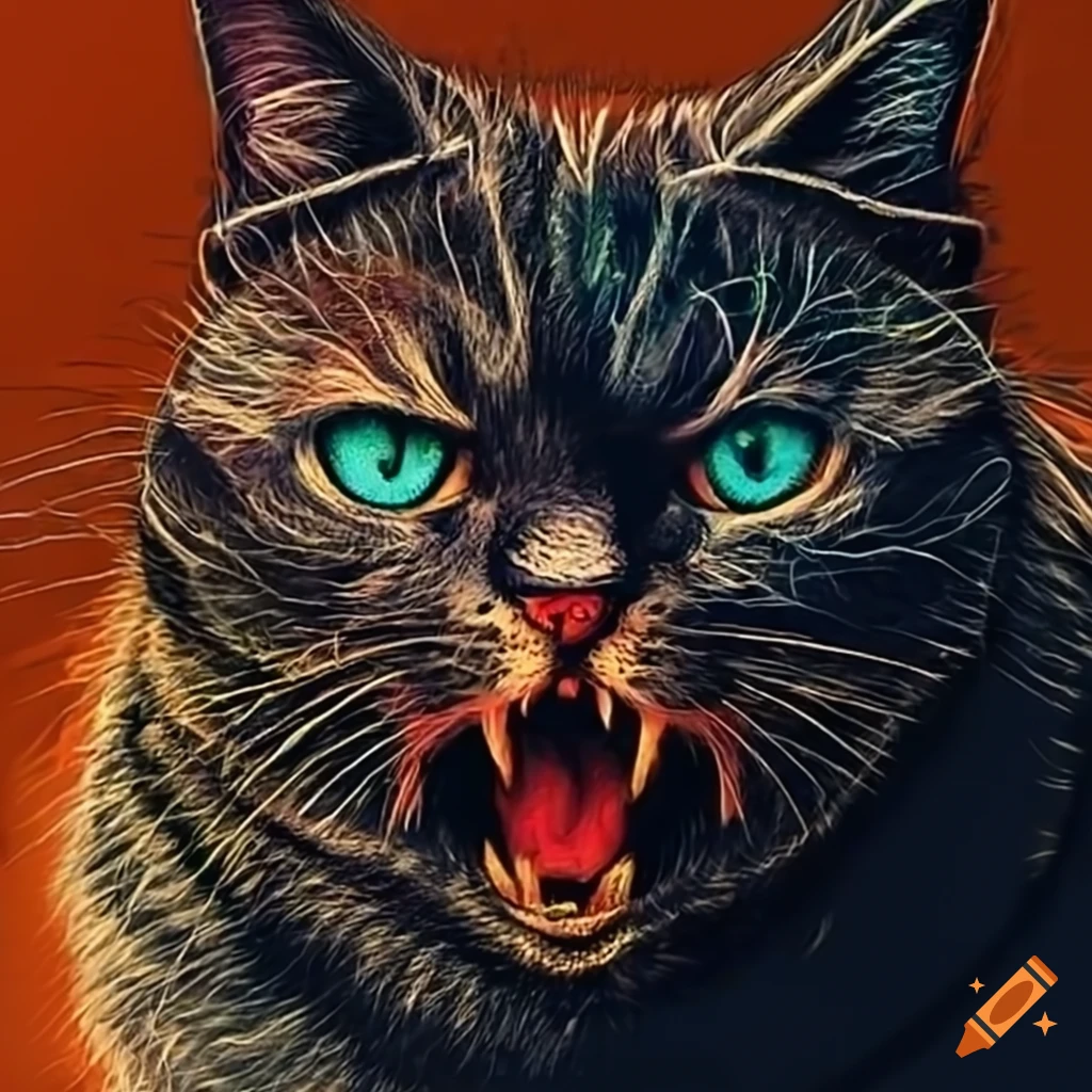 Angry cat on Craiyon