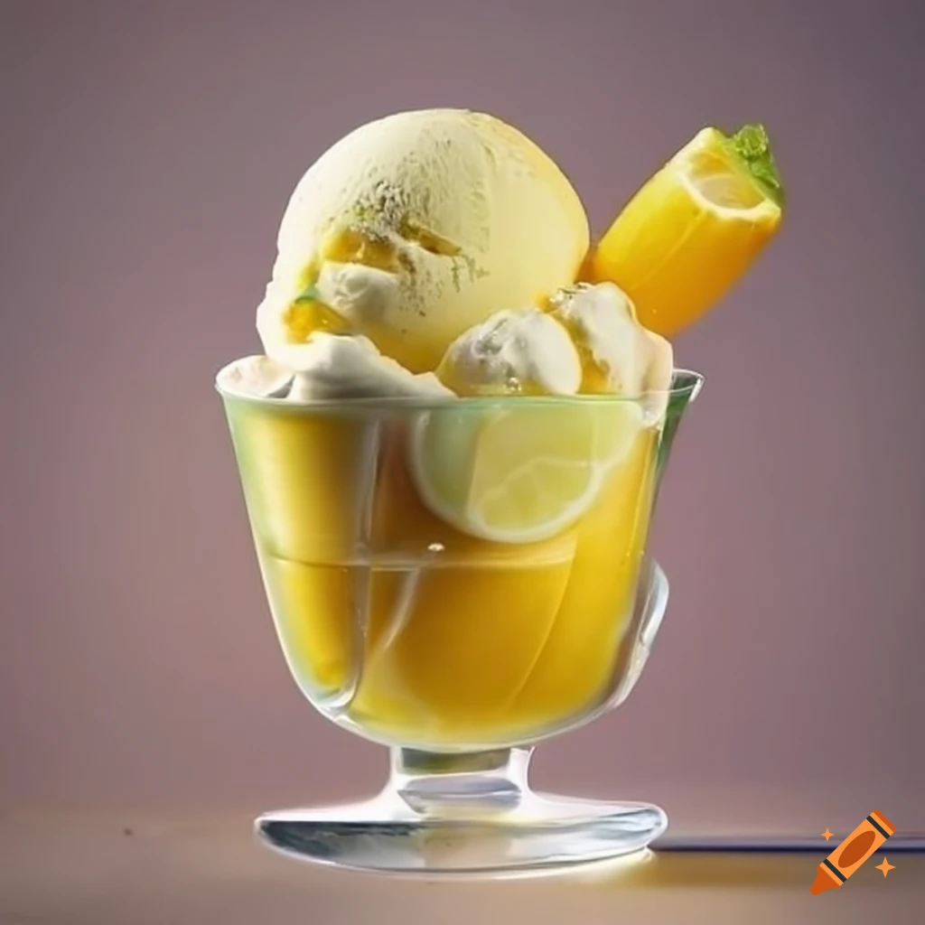 Lemon ice cream sundae with fresh lemons on Craiyon