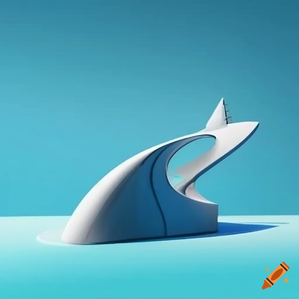 Abstract building inspired by plane and ship shapes on Craiyon