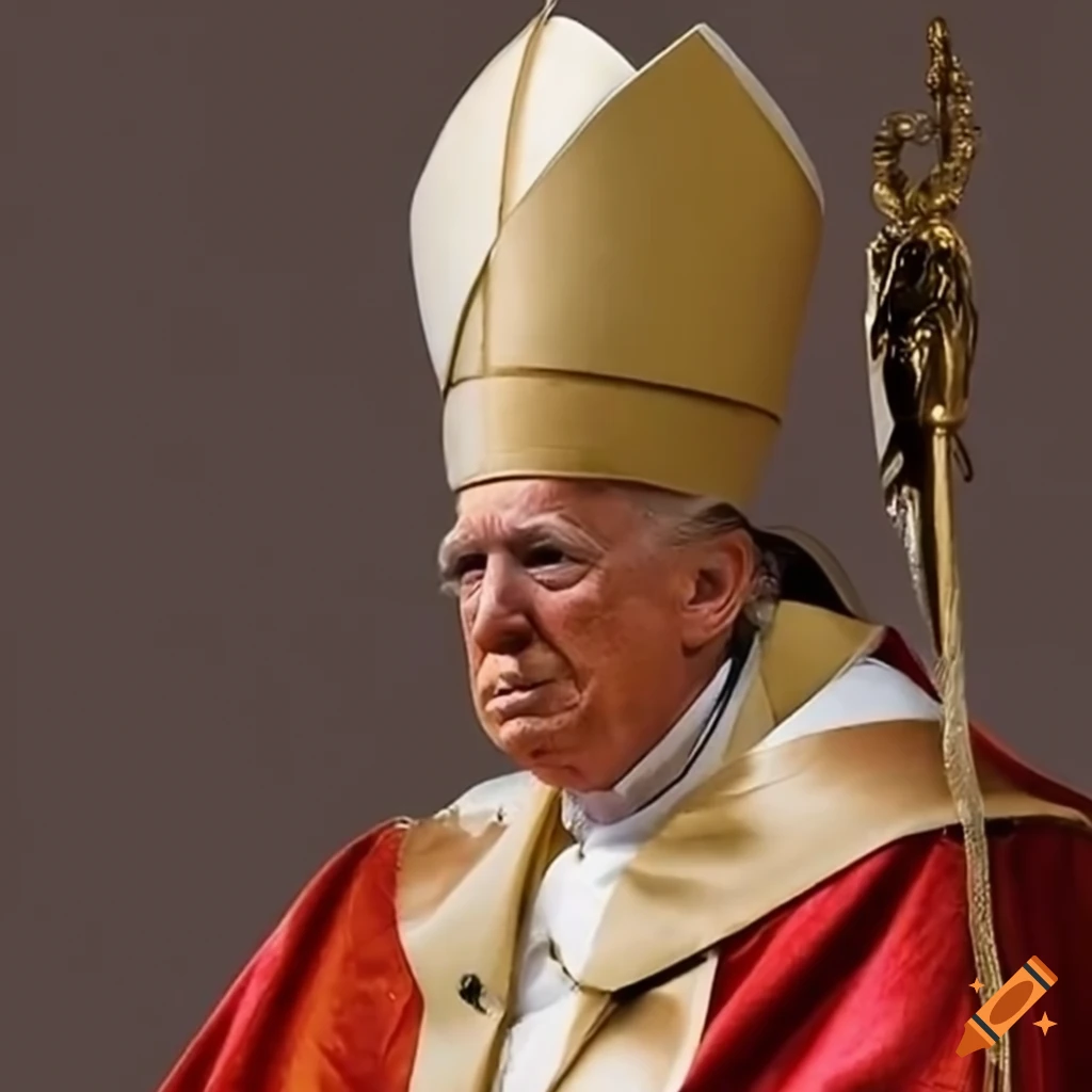 Satirical depiction of Donald Trump as the pope on Craiyon