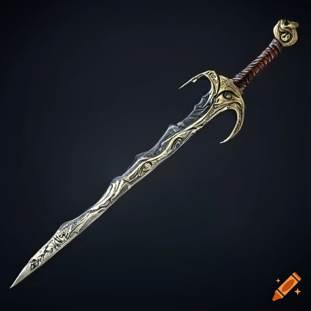 Brass fantasy magic sword with ebony hilt in high quality on Craiyon