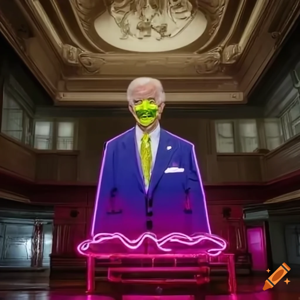 Neon sculpture of joe biden on Craiyon