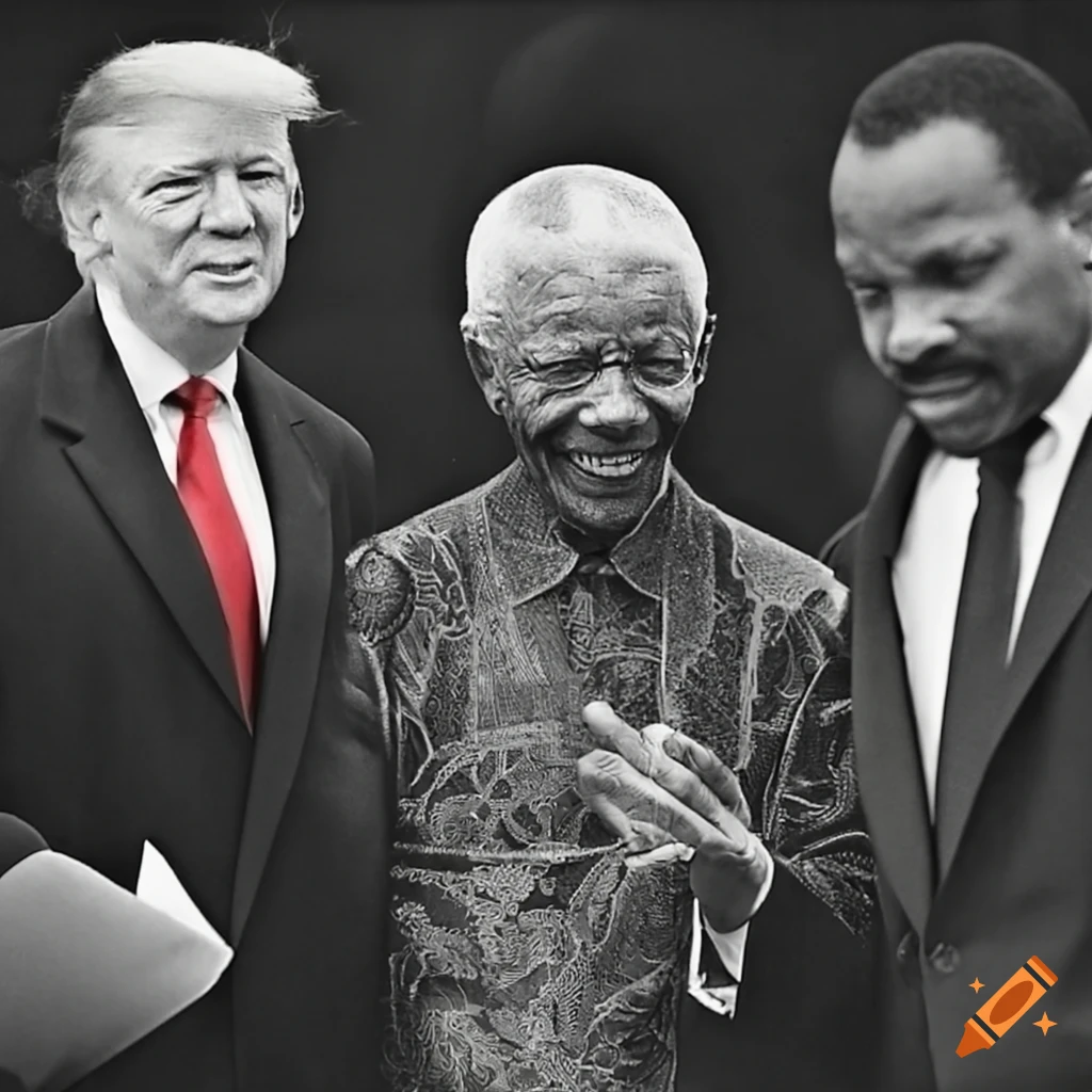 Historic moment: Trump, Gandhi, Mandela, and MLK Jr. having a peaceful ...
