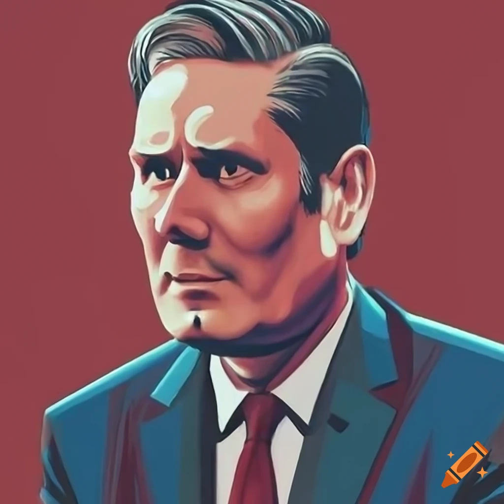 Stylized political art featuring Labour Leader Kier Starmer in a ...