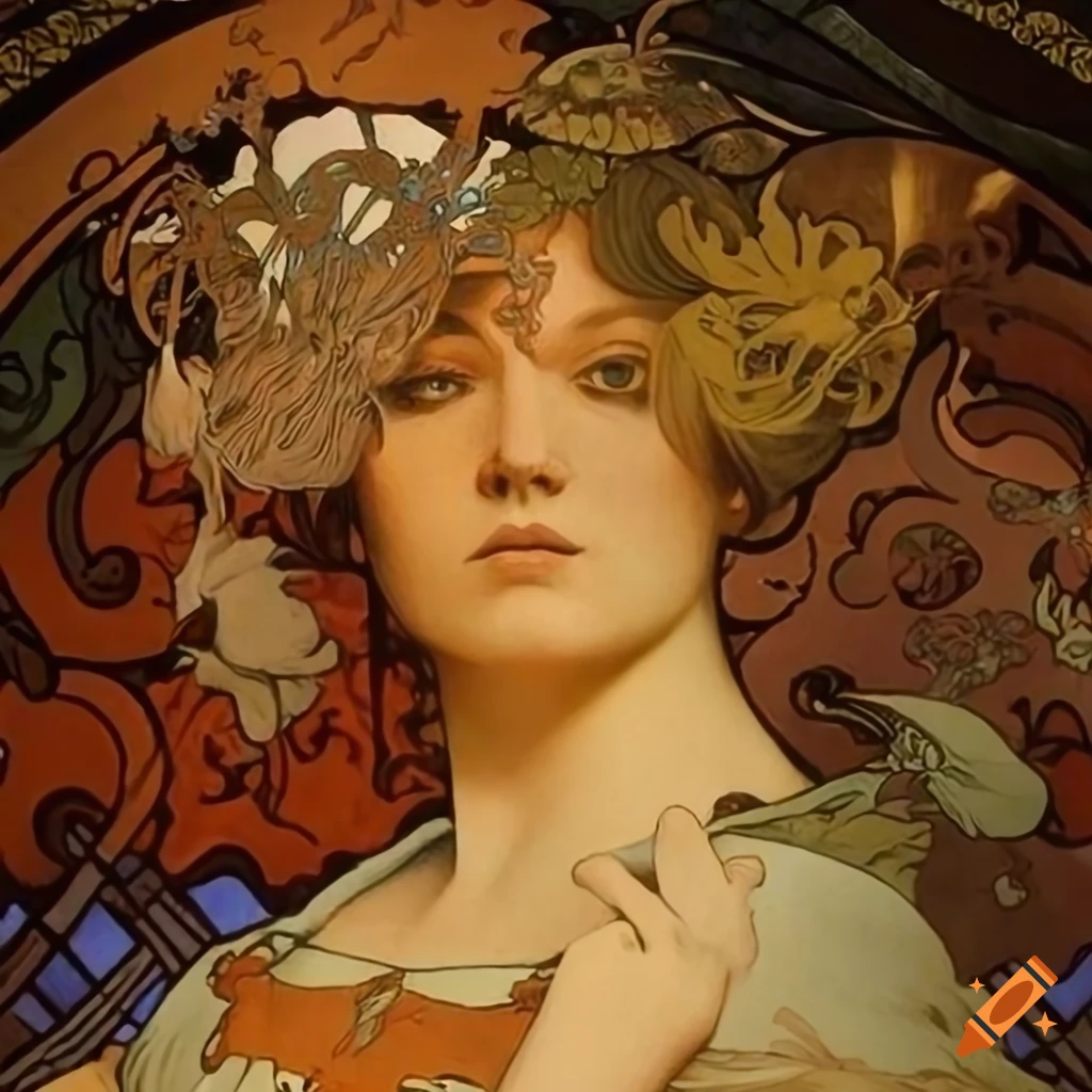 Abstract artwork with deep glow lighting influenced by gurney, mucha ...