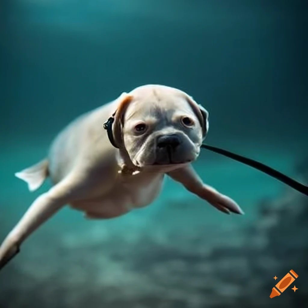 Walking a dogfish on a leash on Craiyon