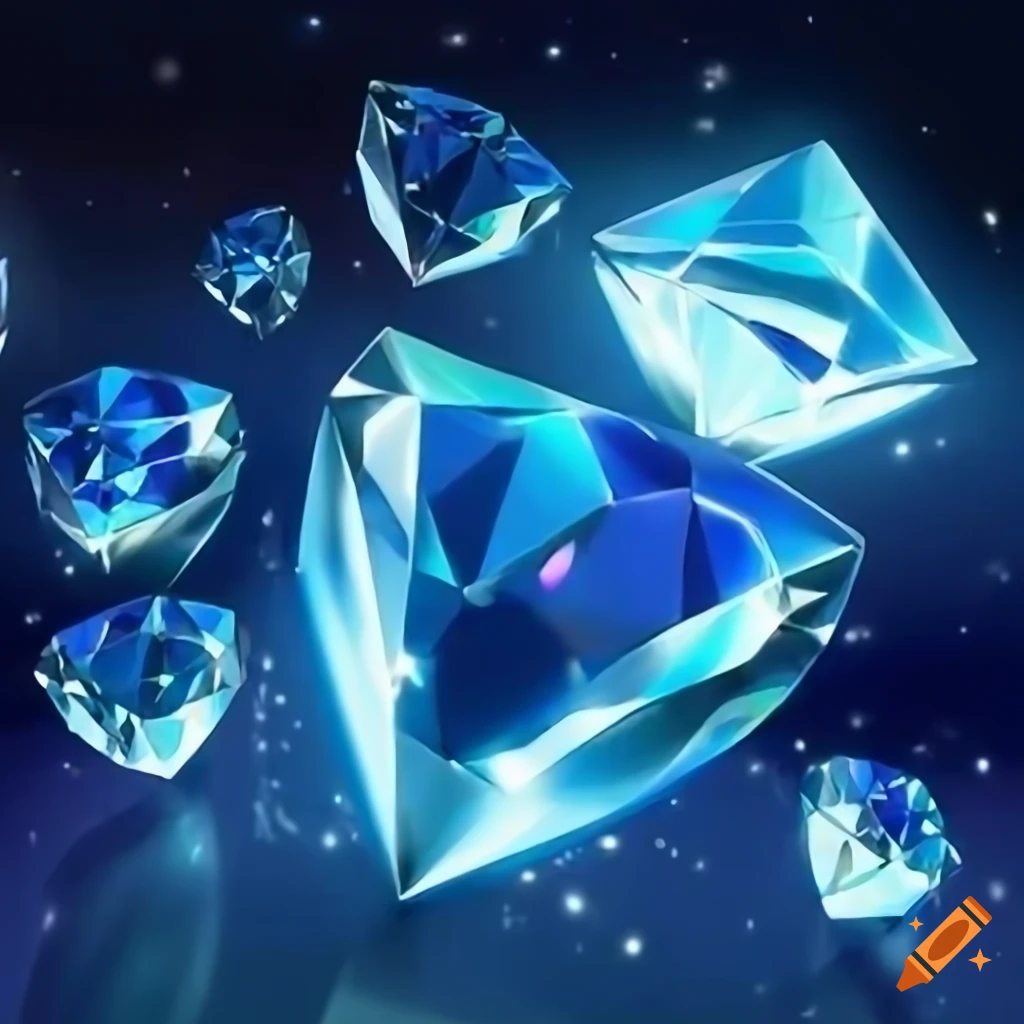 Shiny 3D white diamond anime wallpaper from the 2000s on Craiyon