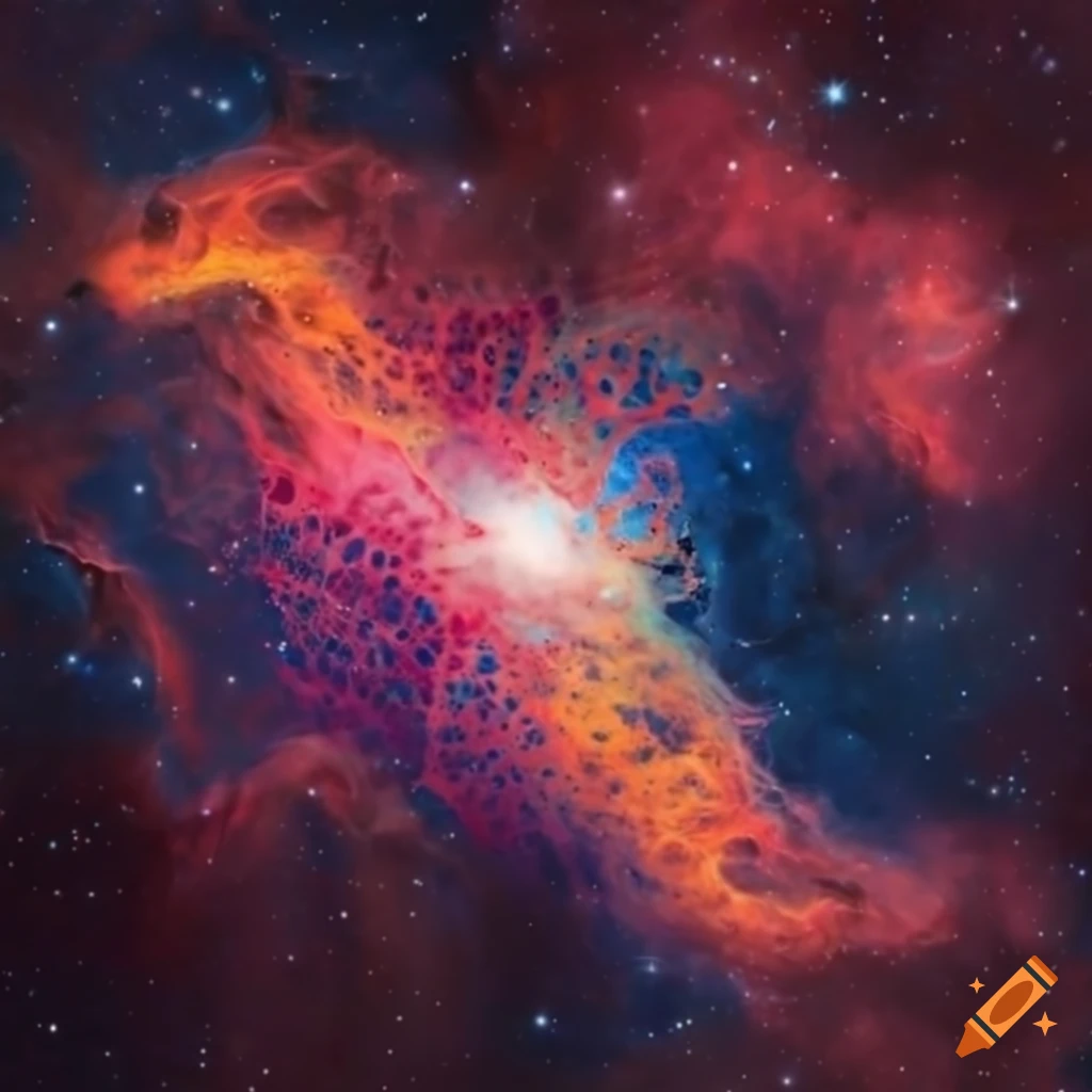 Mitochondrion consuming a vibrant nebula in space on Craiyon