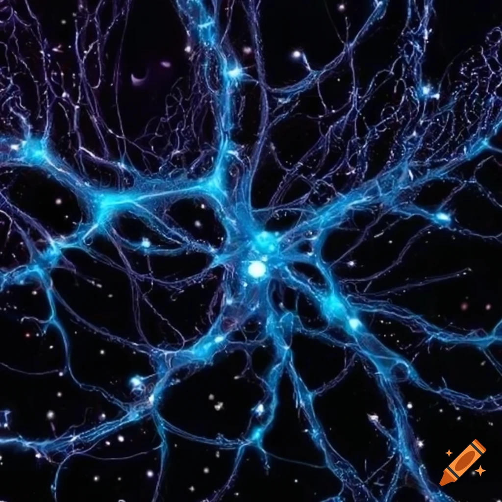 Interconnected neurons arranged like nebula clusters in abstract art on ...