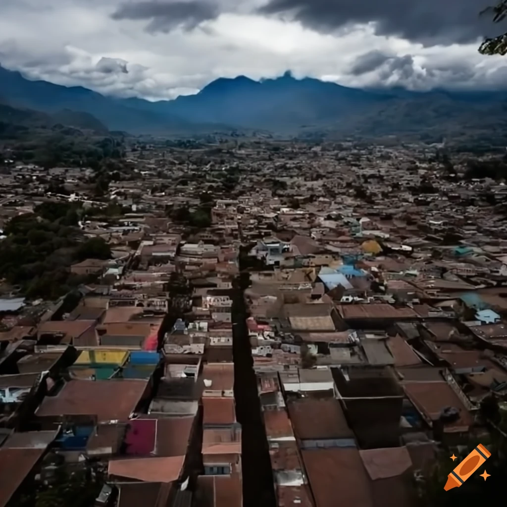 Aerial view of Piendamo Cauca on Craiyon