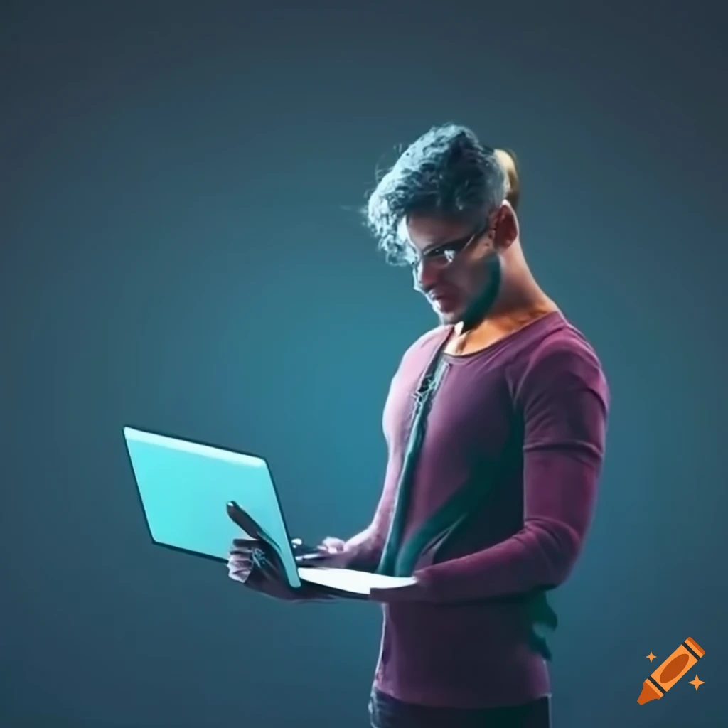 Programmer avatar coding on a laptop from behind on Craiyon