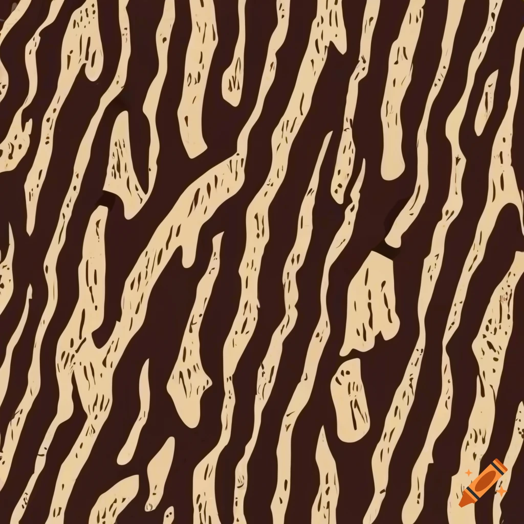 Tree bark camouflage pattern with bold lines and organic shapes on Craiyon