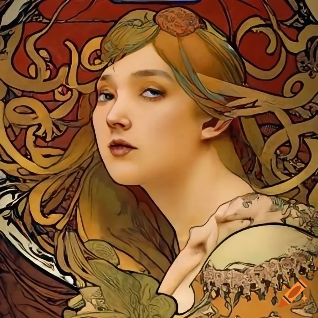 Abstract artwork with deep glow lighting influenced by gurney, mucha ...