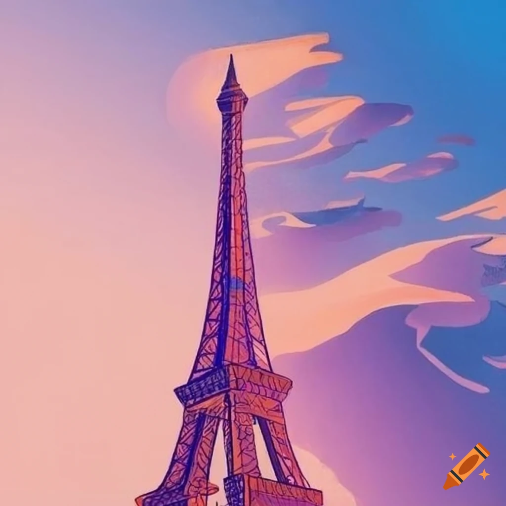 Cartoonish Paris during sunset in pastel colors on Craiyon