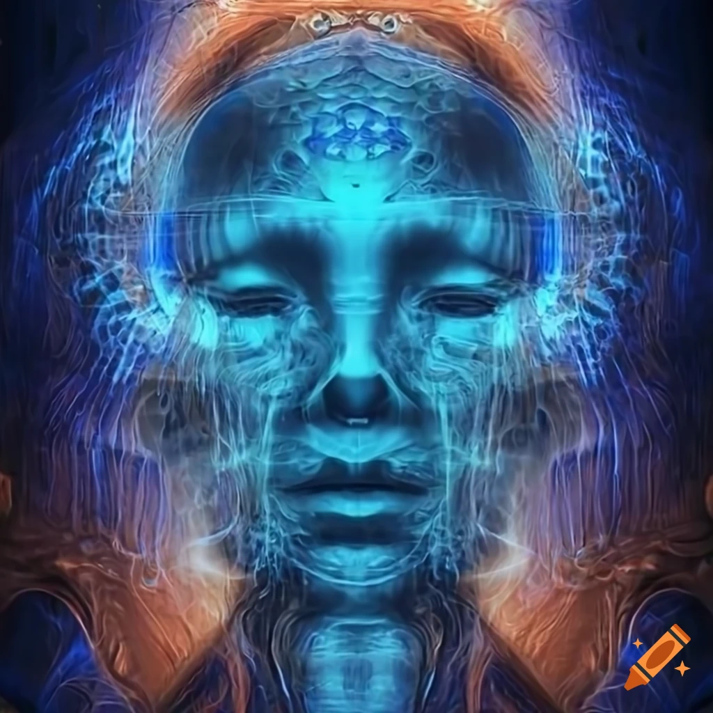 Abstract 4k x-ray biomechanical face with technological twist in orange ...