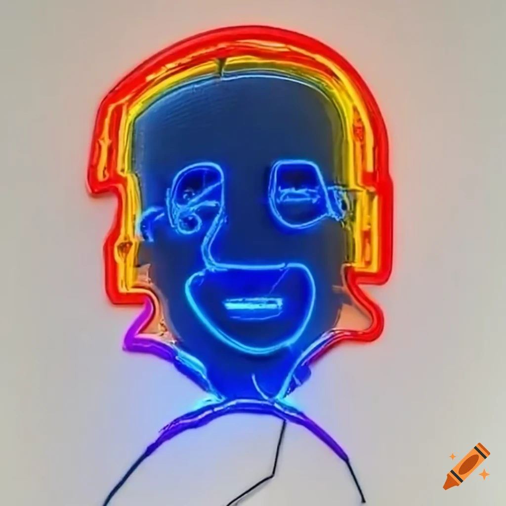 Neon sculpture of joe biden on Craiyon