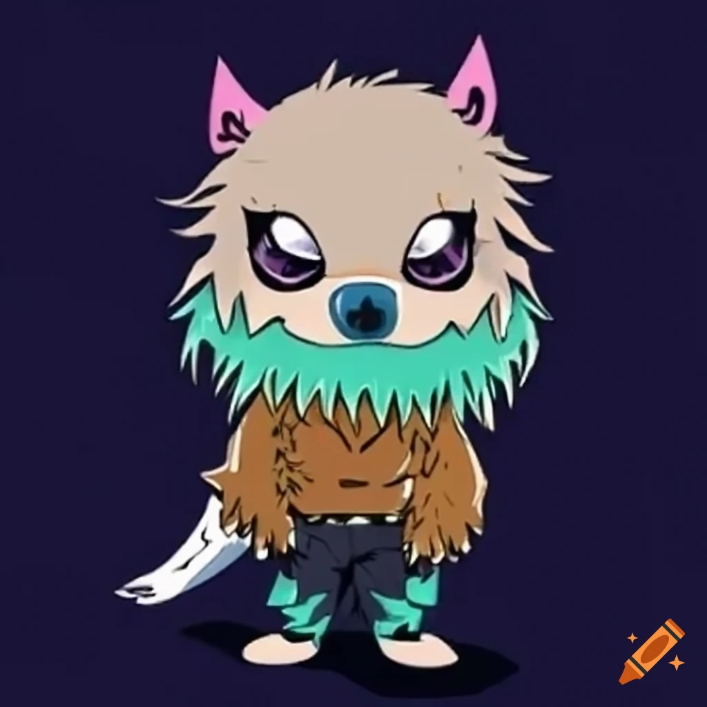 Chibi version of Demon Slayer's Inosuke Hashibira character on Craiyon