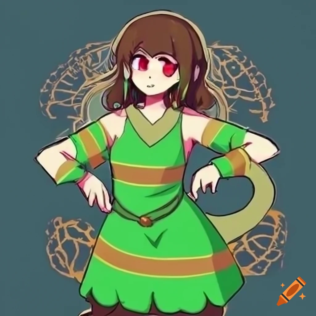 Chara from Undertale dressed as a belly dancer on Craiyon