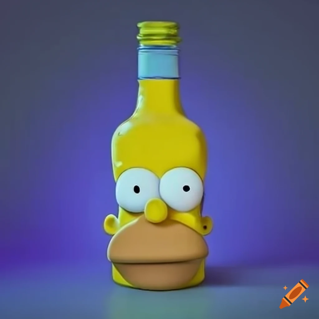 Simpsons inspired bottle design with Homer Simpson on Craiyon