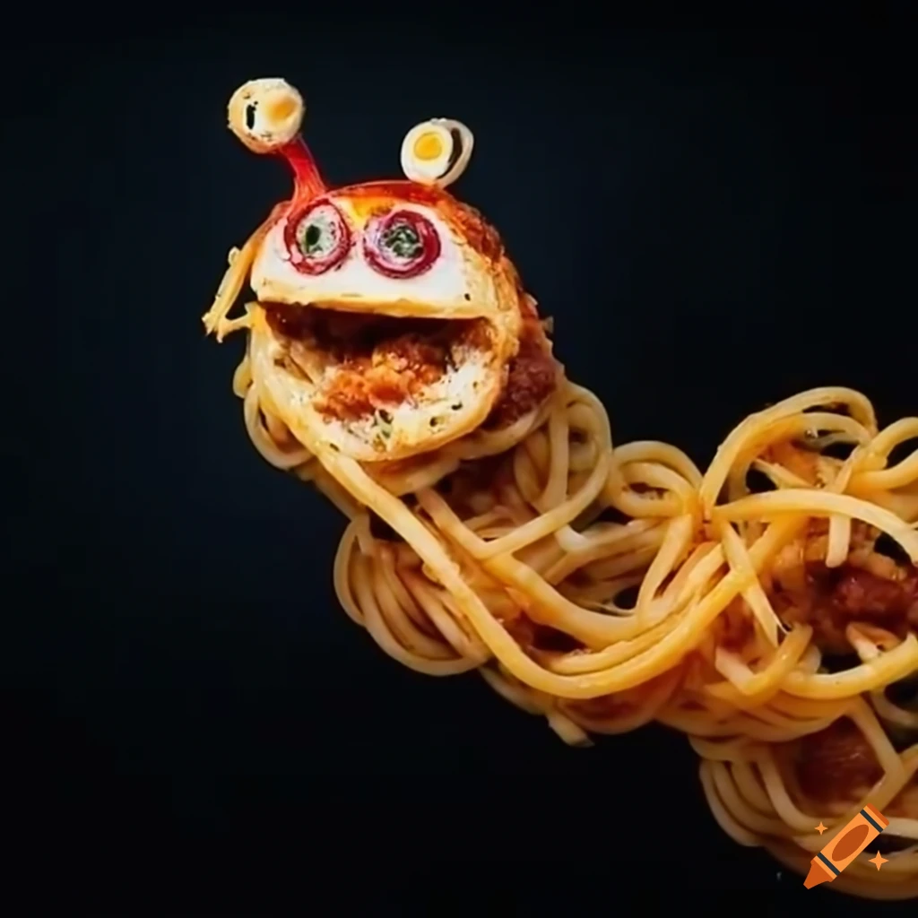 Flying spaghetti monster with meatballs, parmesan cheese, and garlic ...