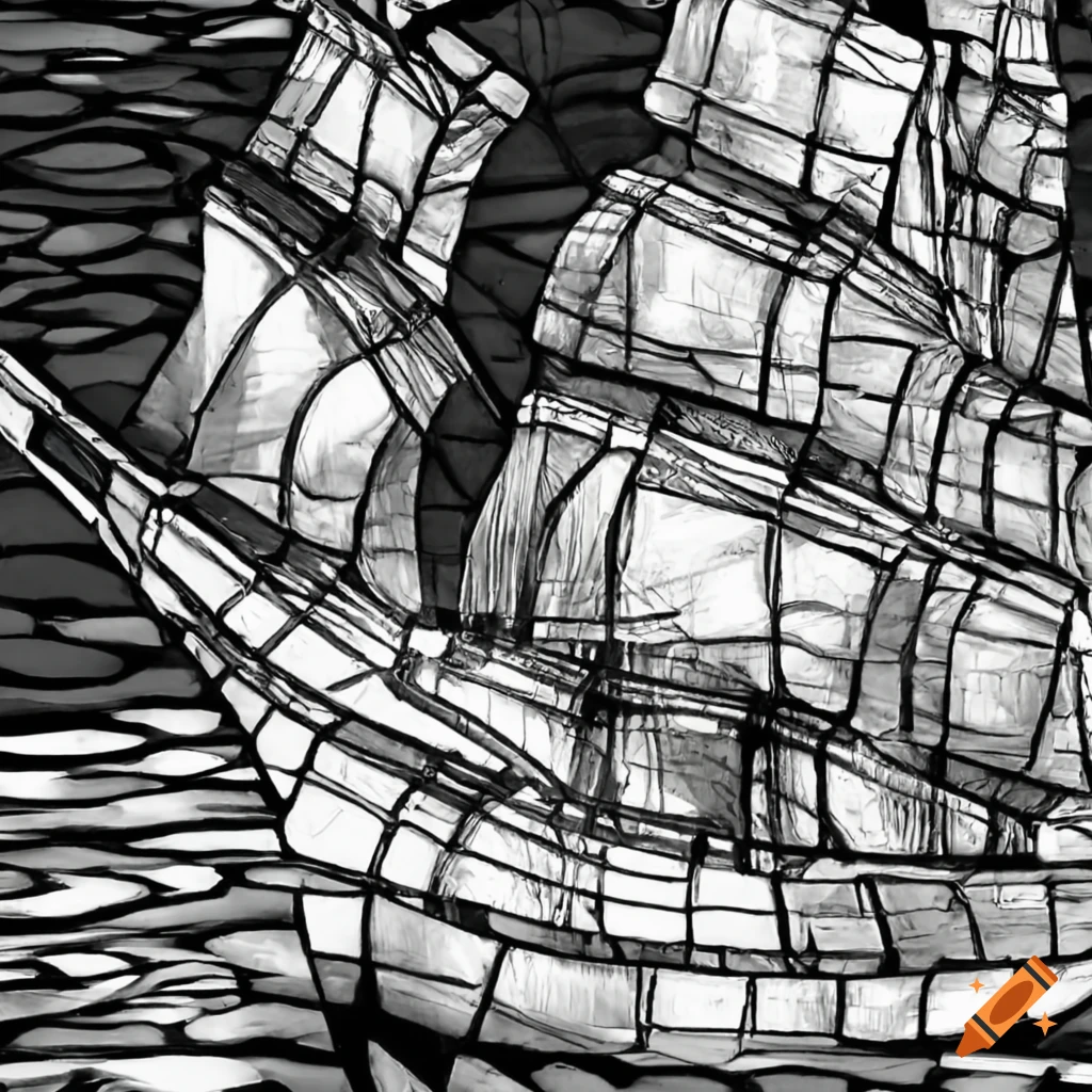 Ship design in stained glass pattern on Craiyon