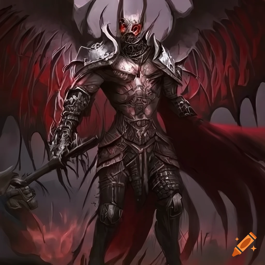 Demonic knight in a fantasy world on Craiyon