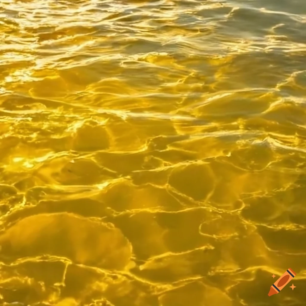 Yellow lake with crystal clear water and sunrise lighting on Craiyon