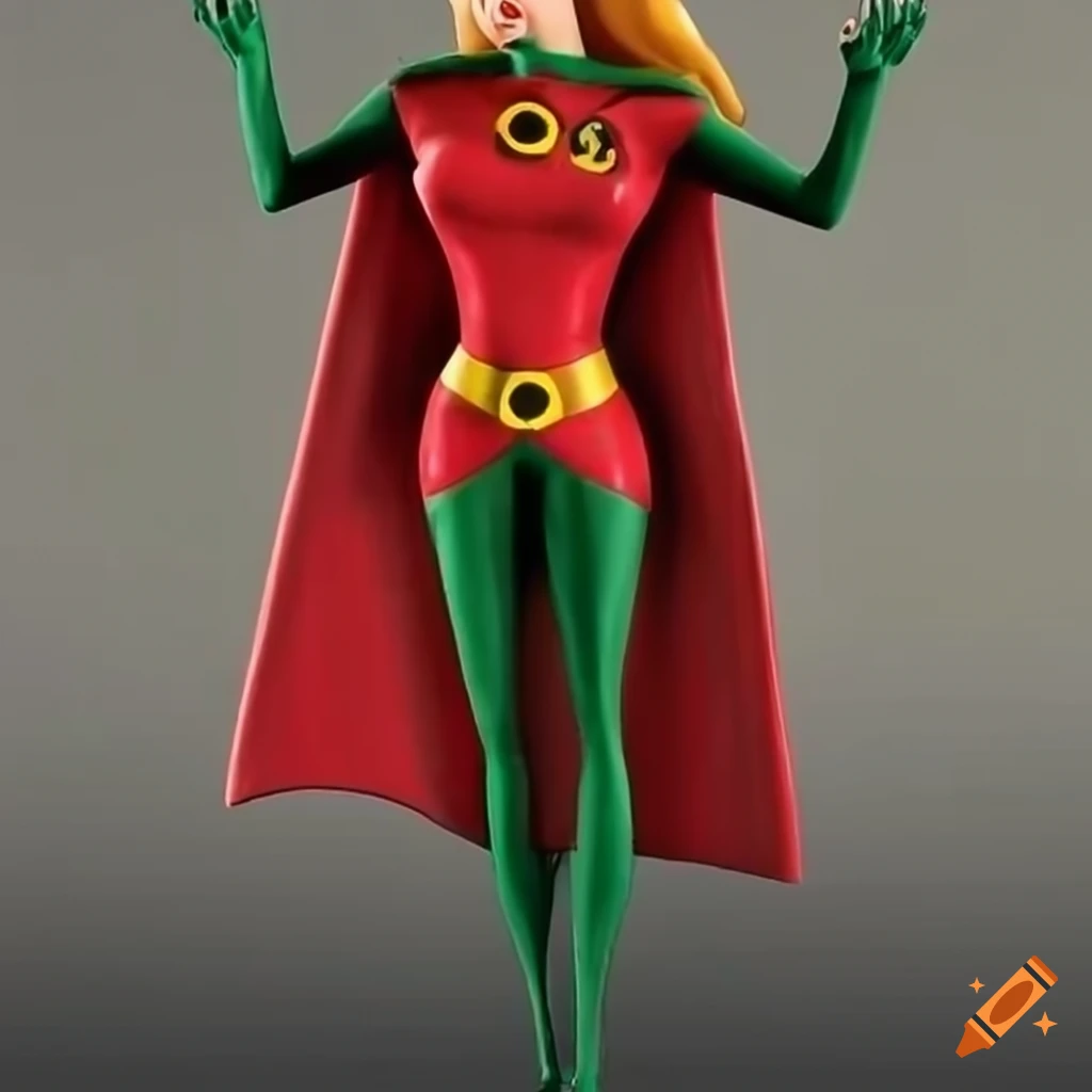 Full-body sculpture of a Robin-inspired heroine in Bruce Timm's art ...