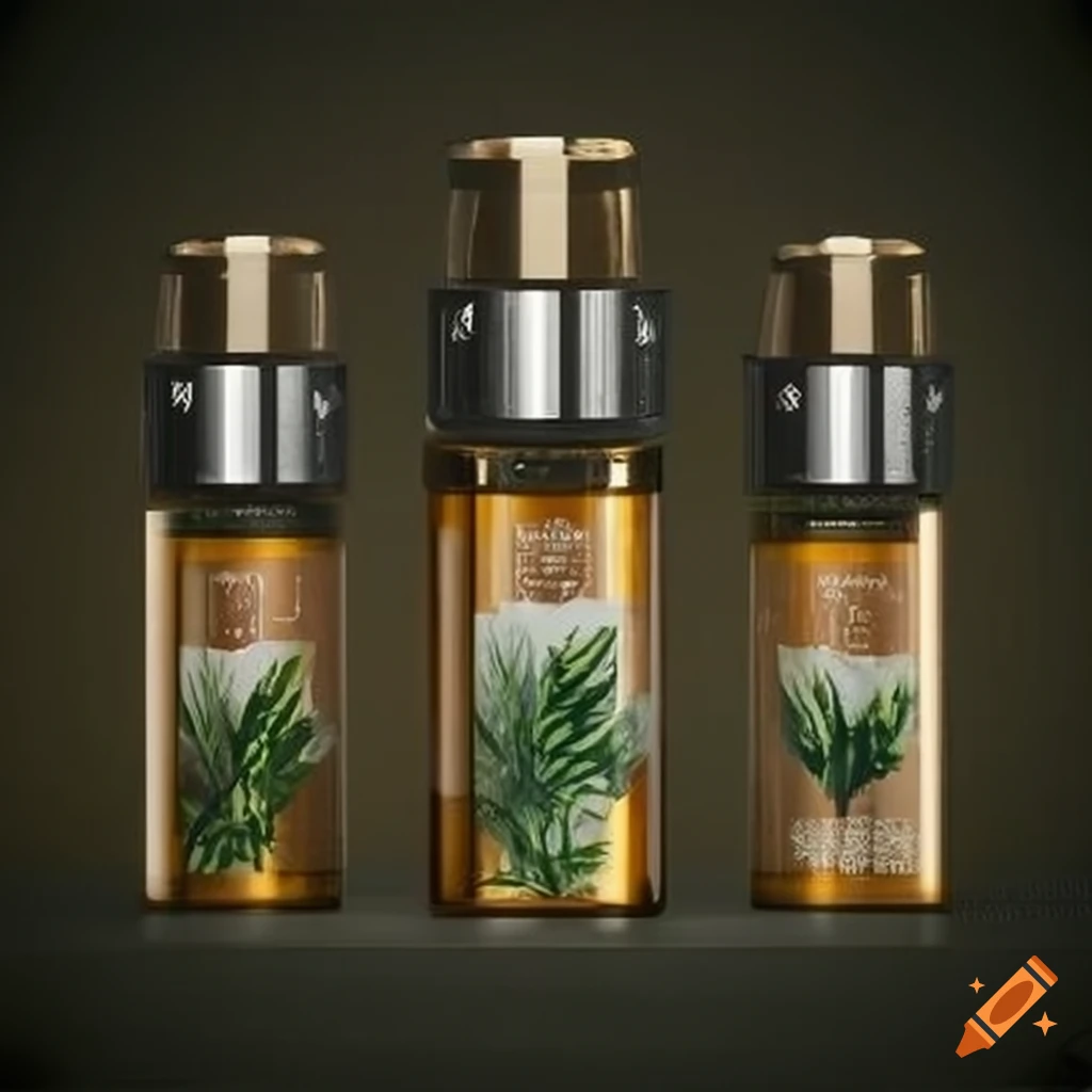 Label design for a botanical elixir inspired by ancient forests on Craiyon