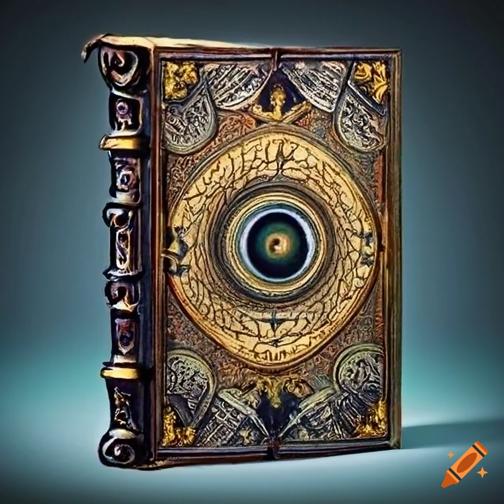 Ancient mystical book named the 'Book of Finite Truths' with silver and ...