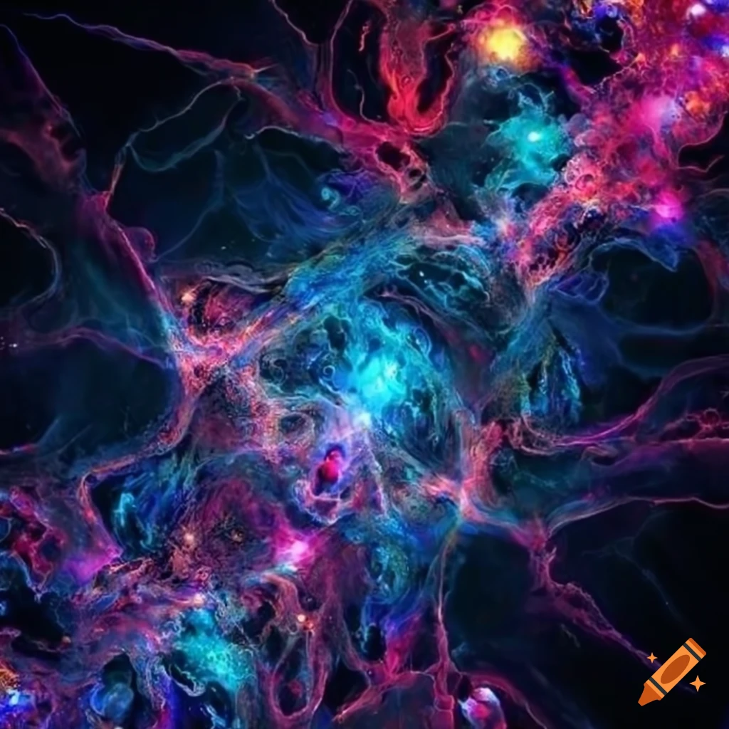Interconnected neurons arranged like nebula clusters in abstract art on Craiyon