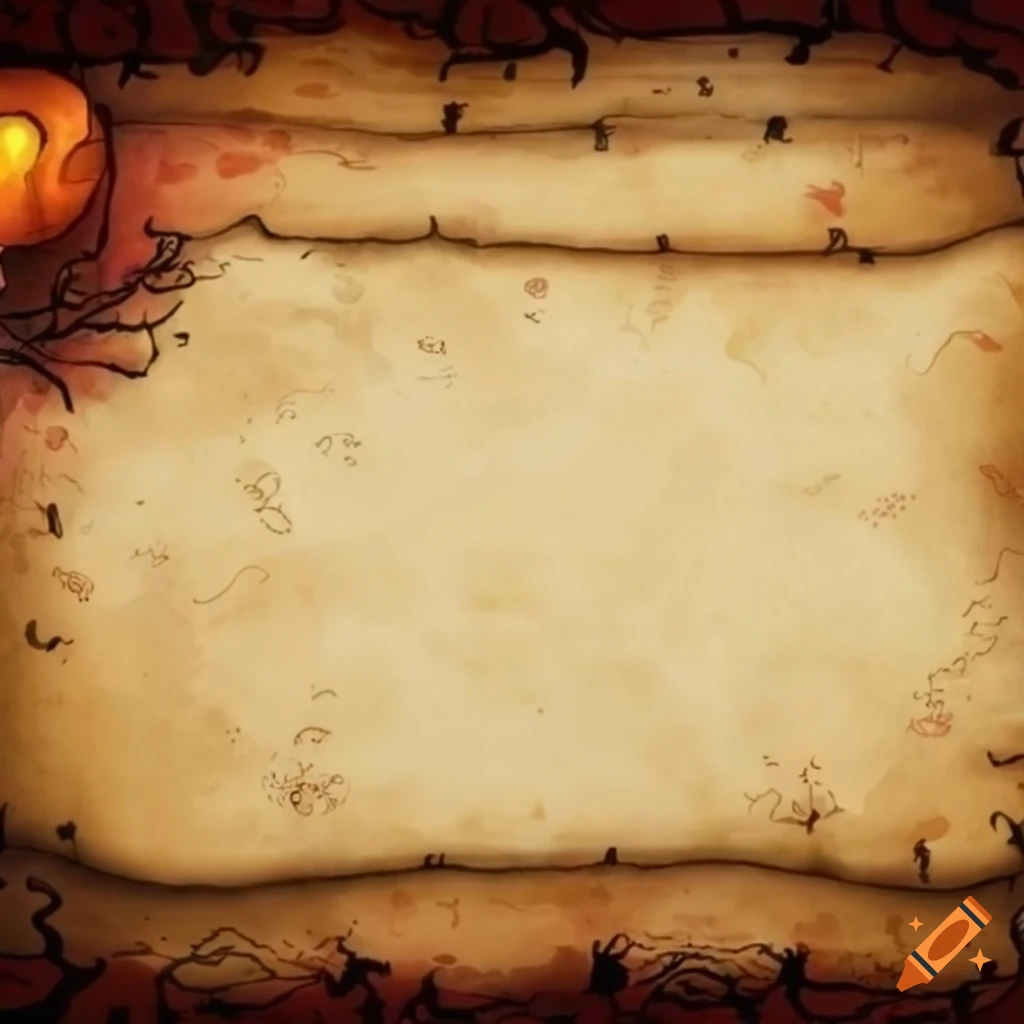 Colorful fantasy game map on paper scroll on Craiyon